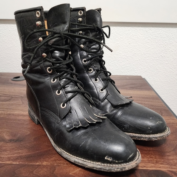 Justin Boots | Shoes | Vintage Justin Roper Granny Lace Up Boots | Poshmark
